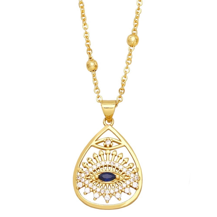 Buy Evil Eye Tear Drop Pendant Necklace Online – The Glocal Trunk
